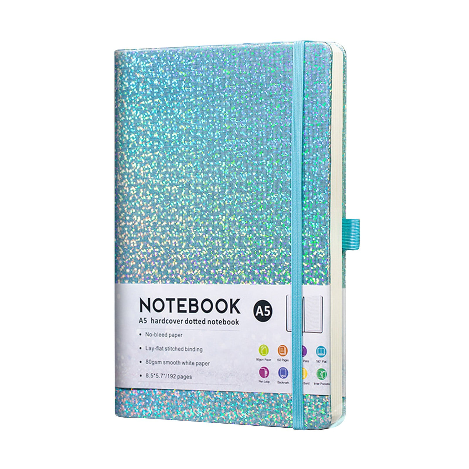 Rofhy Shiny Notebook 1 Pack Glitter Notebook 8.3X5.7” 160 Lined Pages ...