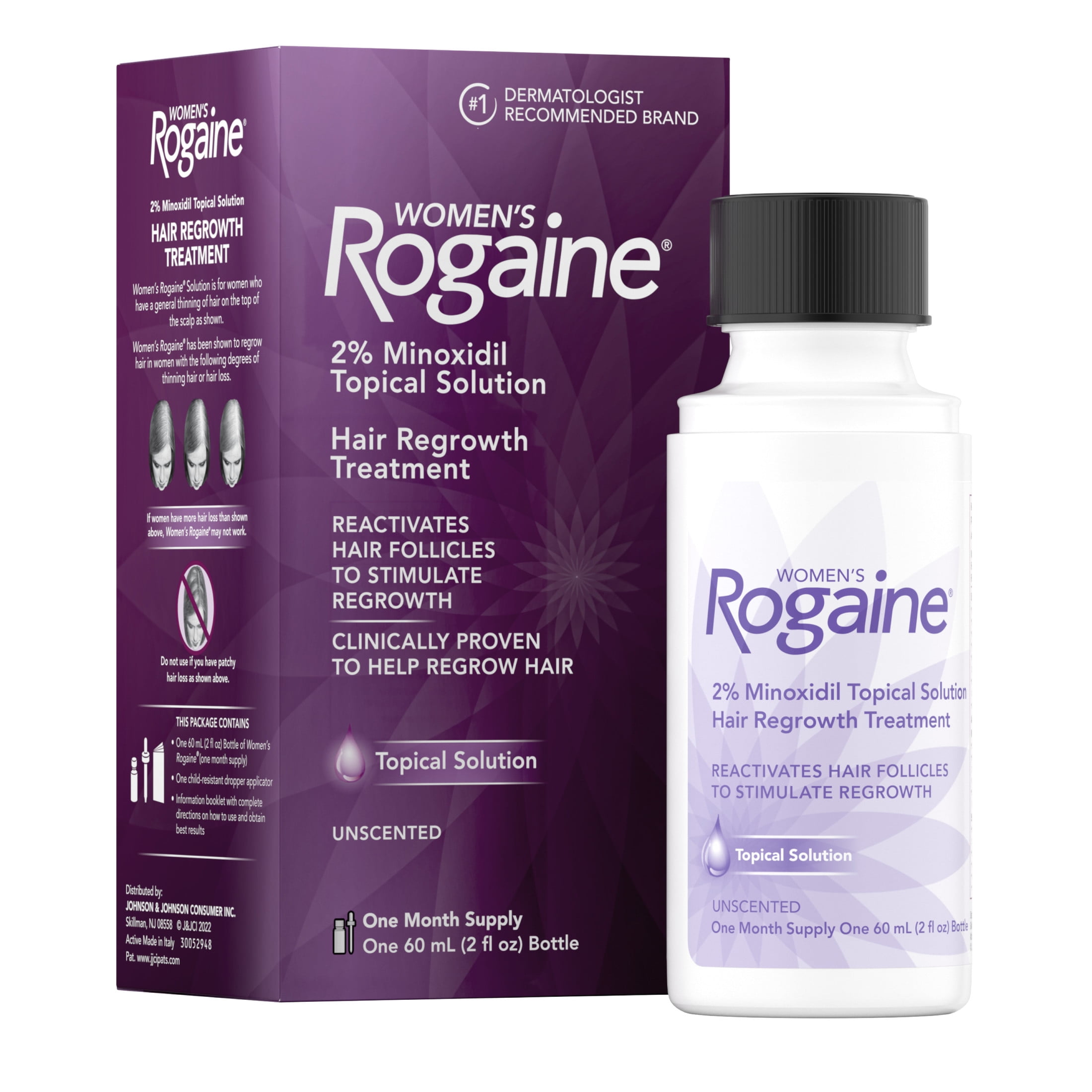 Women's Rogaine 2% Minoxidil Topical Hair Growth Solution, 1-Month ...