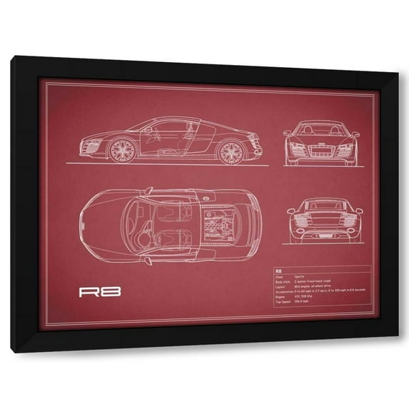 Mark Rogan 14x12 Black Modern Wood Framed Wall Art Titled - Audi R8 V10 ...