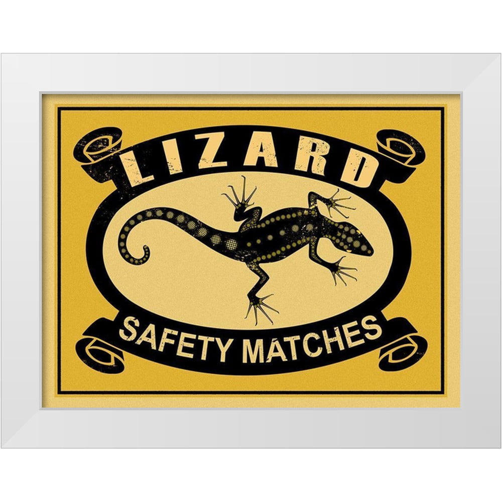 Rogan, Mark 14x12 White Modern Wood Framed Museum Art Print Titled - Lizard Safety Matches ...