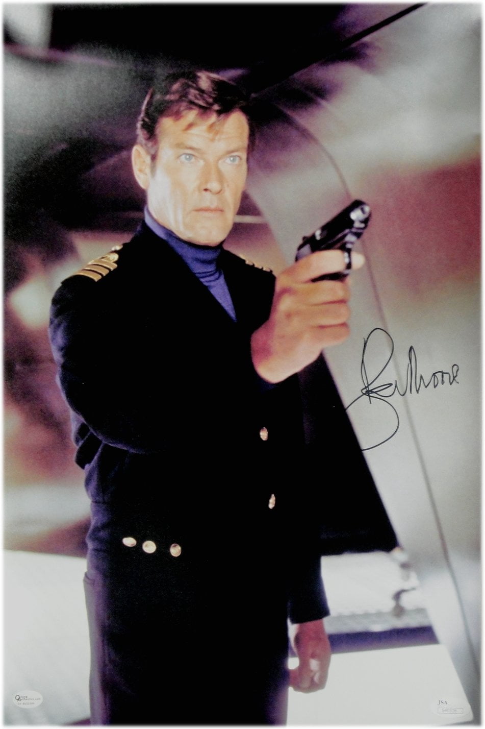 Roger Moore Signed Autographed 10X15 Photo James Bond Classic Pose JSA ...