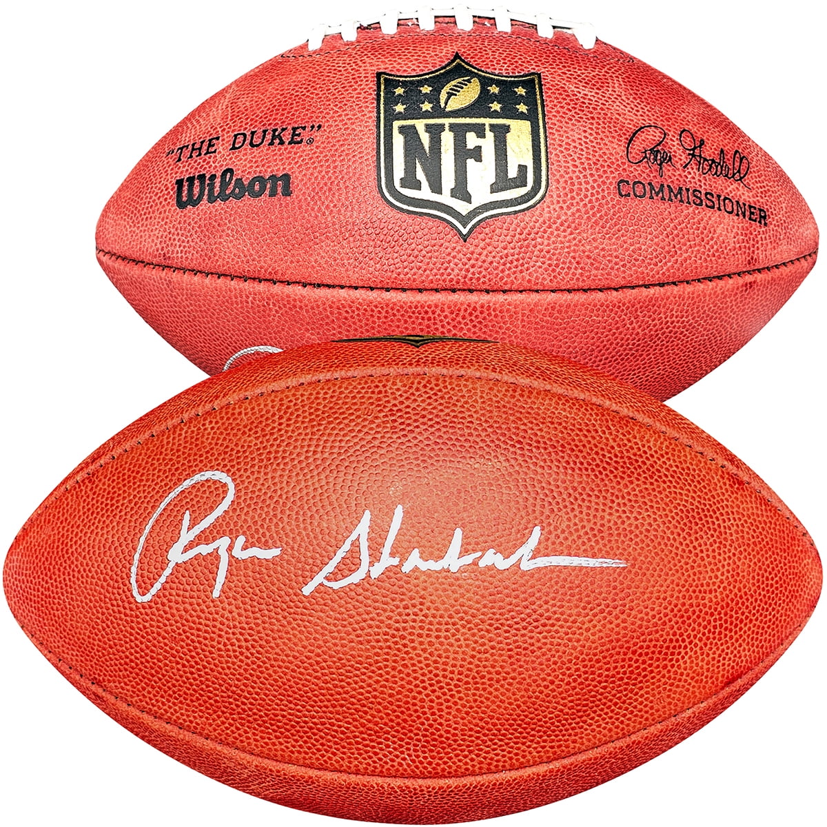 Roger Staubach Autographed Official The Duke Leather Gold Shield ...