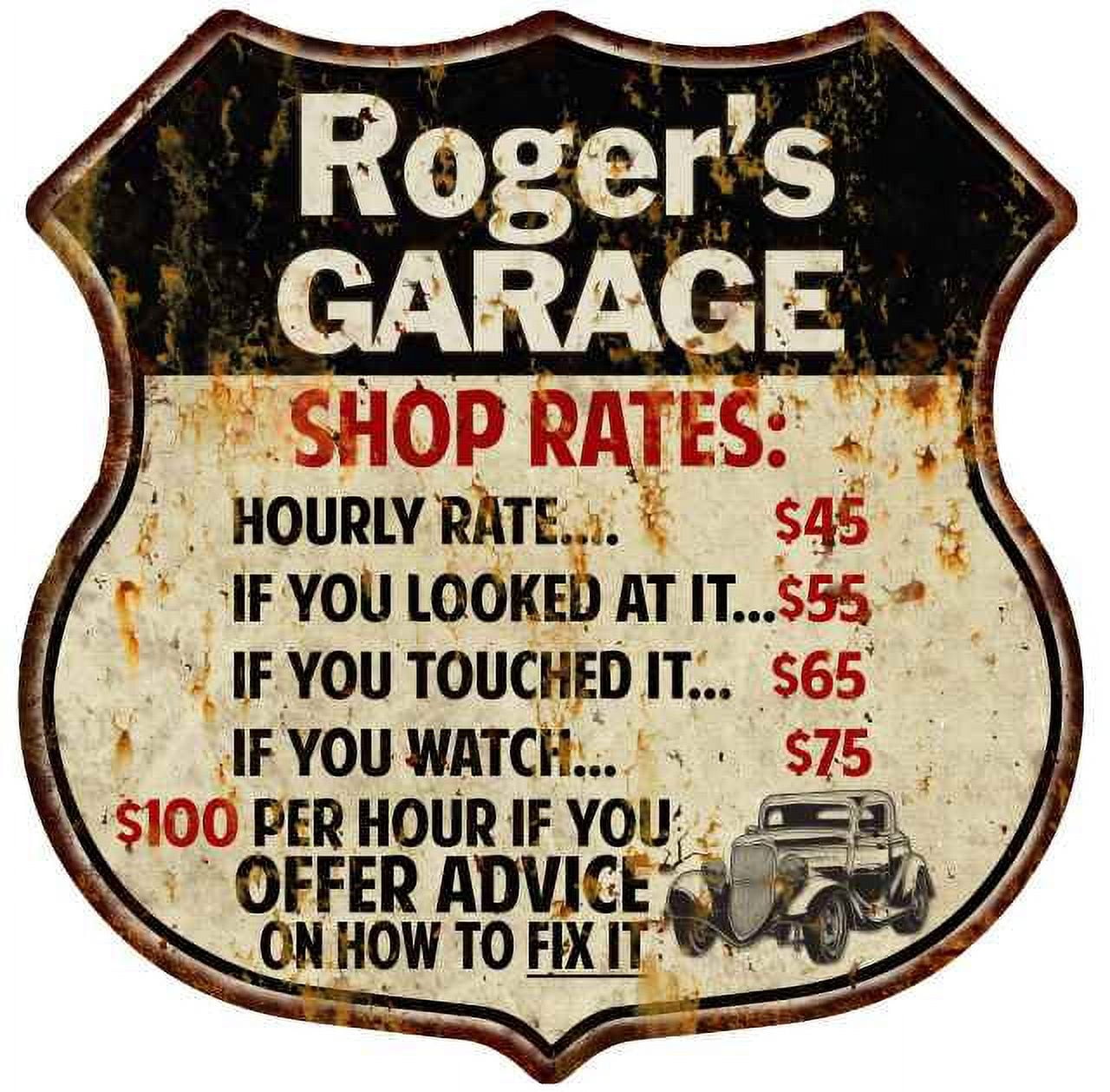 Roger's Garage Shop Rates Sign Gift 8x12 Metal Sign 211110019053 ...