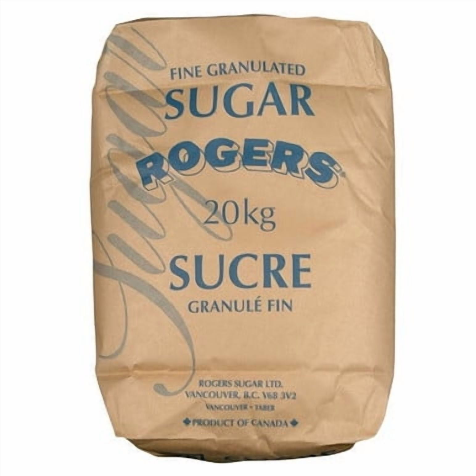 Rogers Fine Granulated Sugar Bag Bulk | 20KG/44lbs- Canadian Import ...