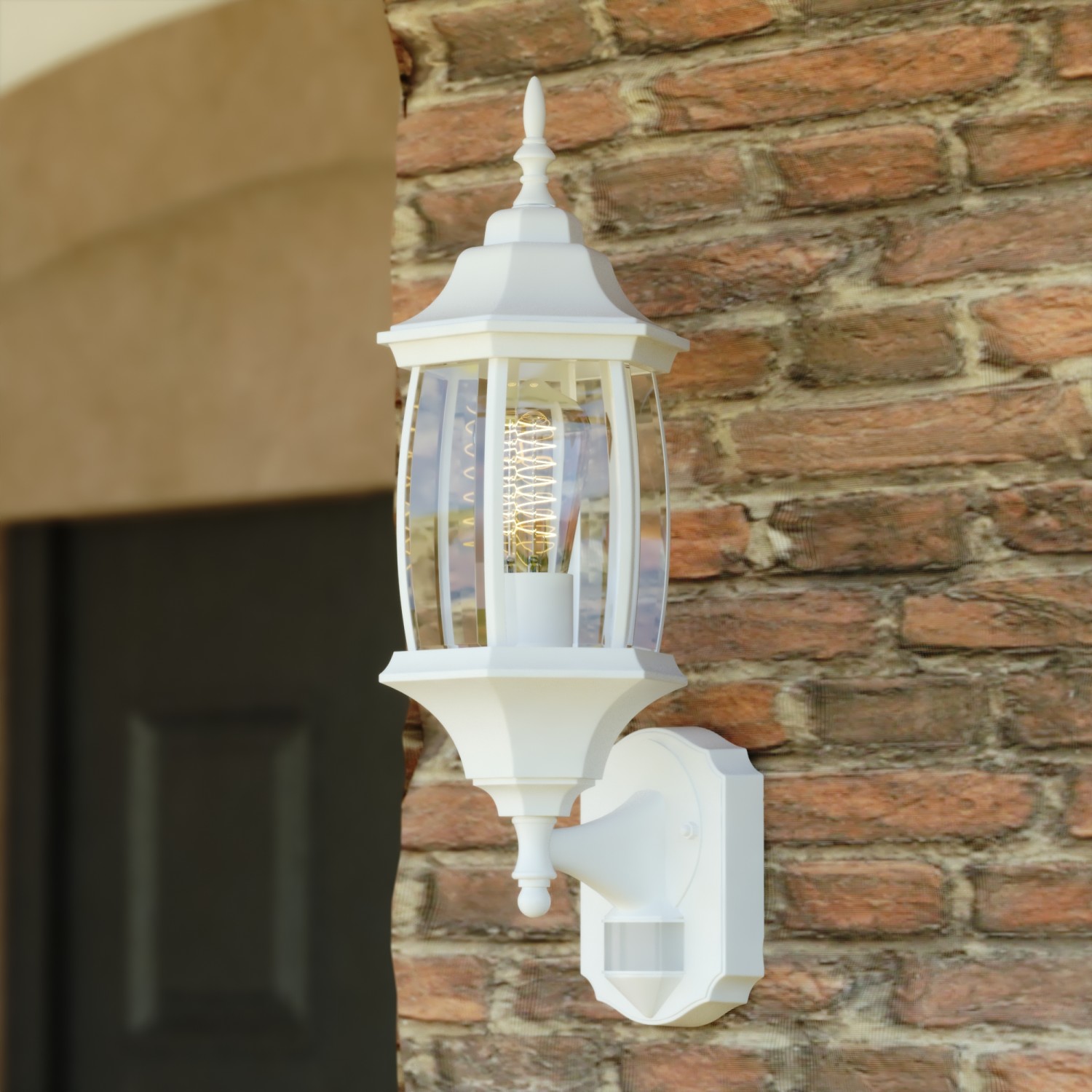 Rogers Park Aluminum 6.25-in. W 1 Light White Motion Sensor Dusk to ...