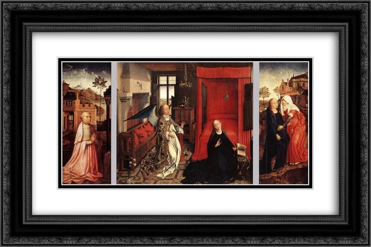 Rogier van der Weyden 2x Matted 24x16 Black Ornate Framed Art Print 'Annunciation Triptych ...