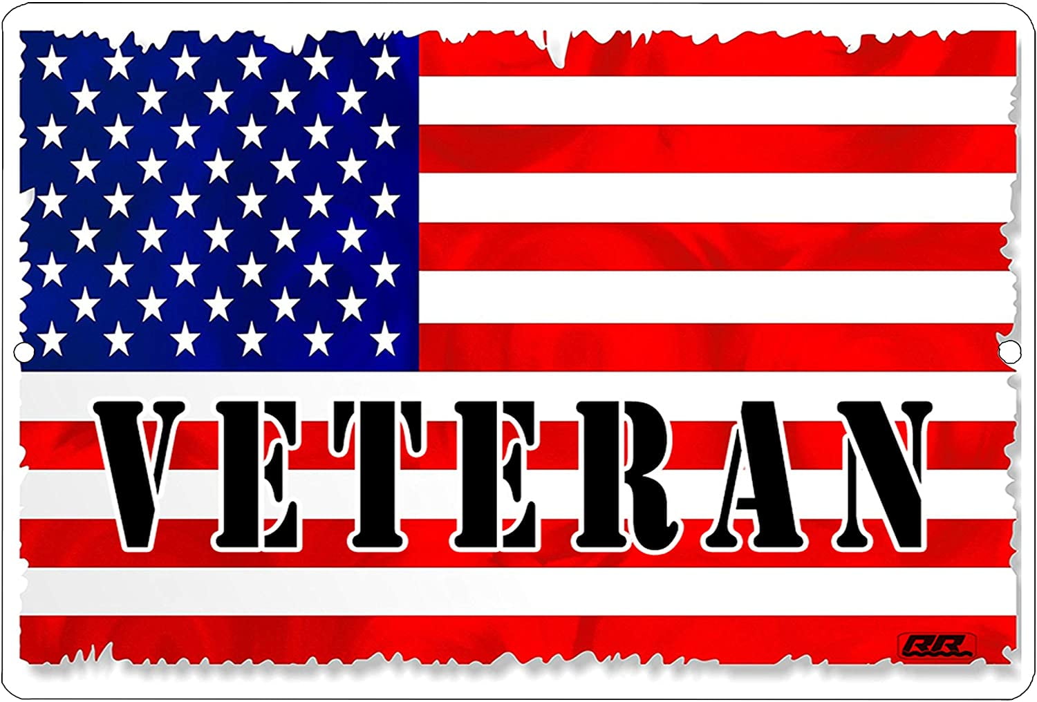 Rogue River Tactical USA Flag Veteran Metal Tin Sign Wall Decor Man ...