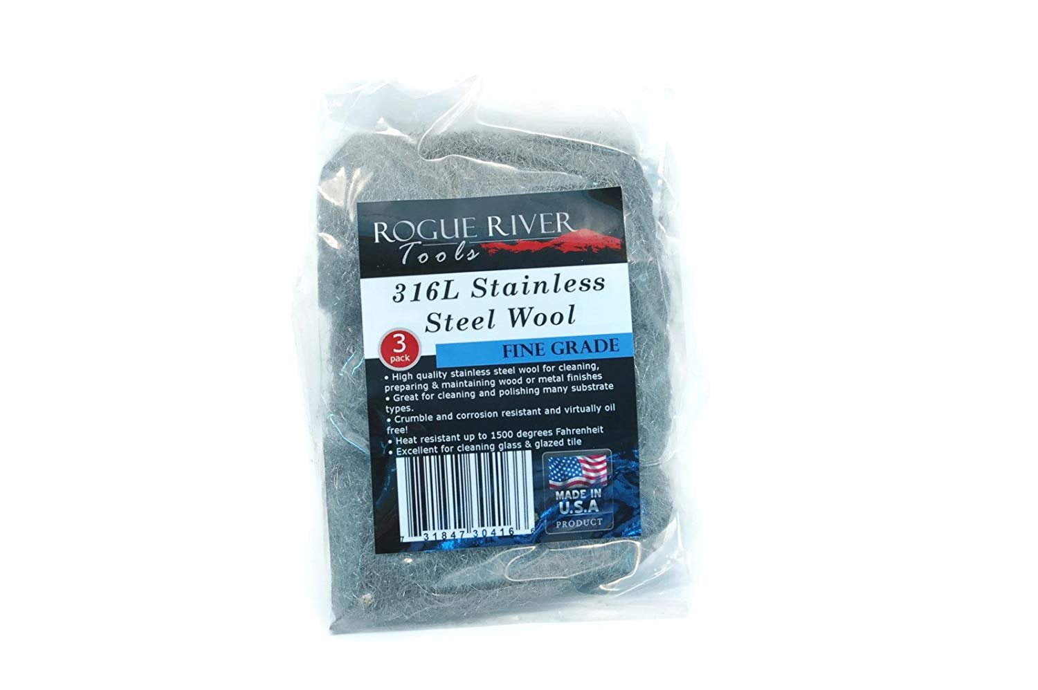 Rogue River Tools 316L Stainless Steel Wool Pads - FINE 3pc. Very ...