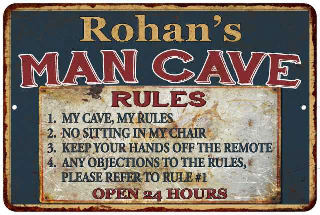 Rohan's Man Cave Rules Chic Rustic Green Sign Home 8 x 12 Matte Finish ...