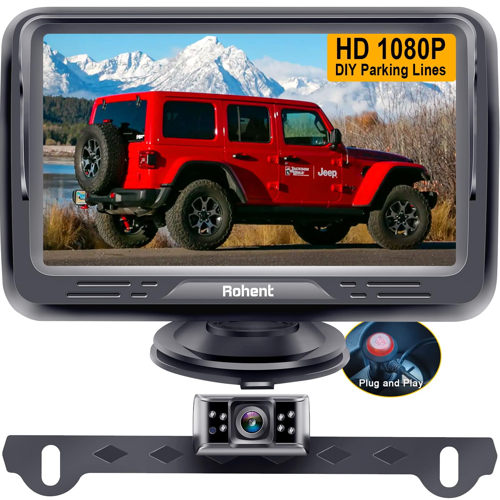 Rohent Backup Camera Monitor HD 1080P Night Vision Waterproof Car Truck ...