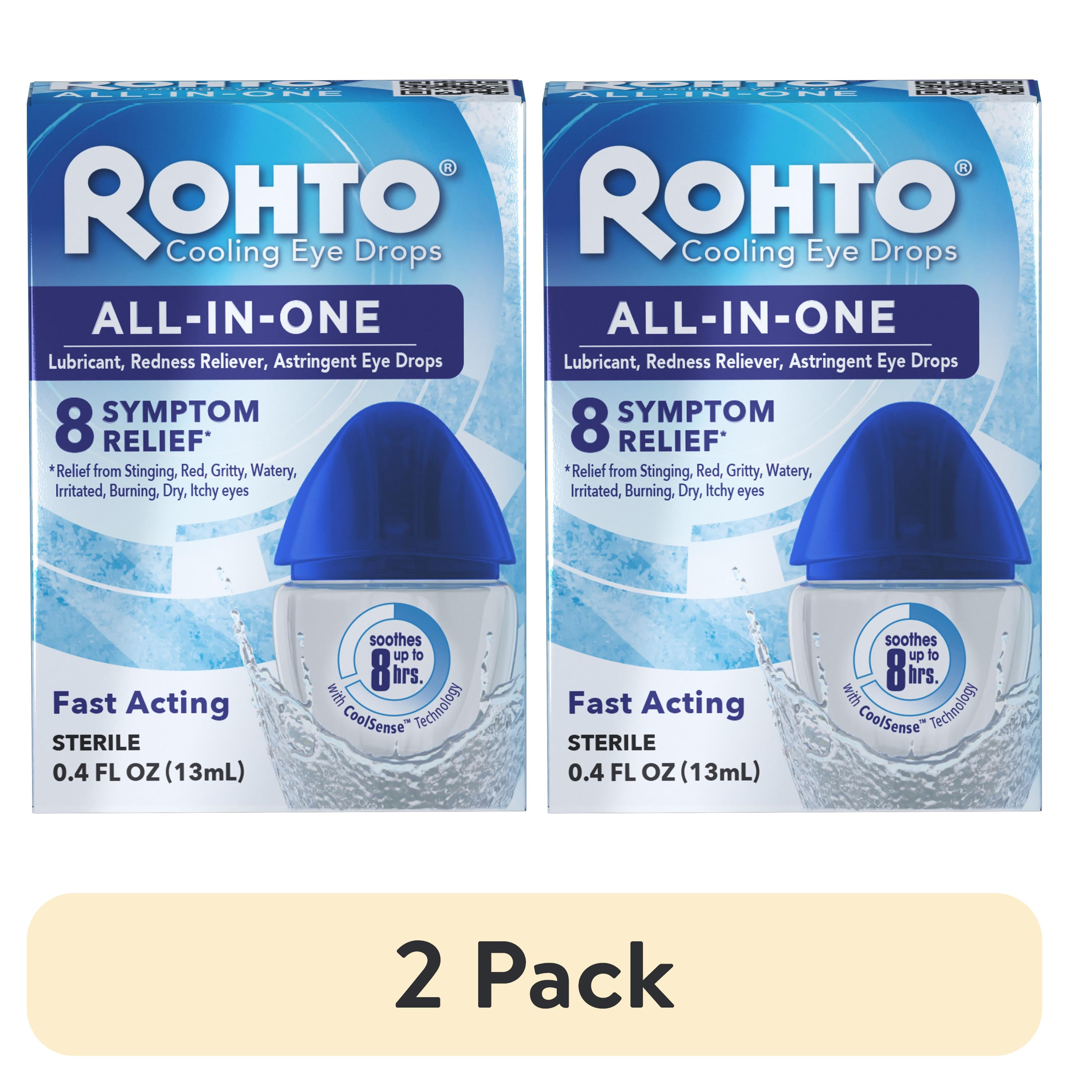 (2 pack) Rohto® All-In-One Multi-Symptom Relief Cooling Eye Drops, 0.4 ...