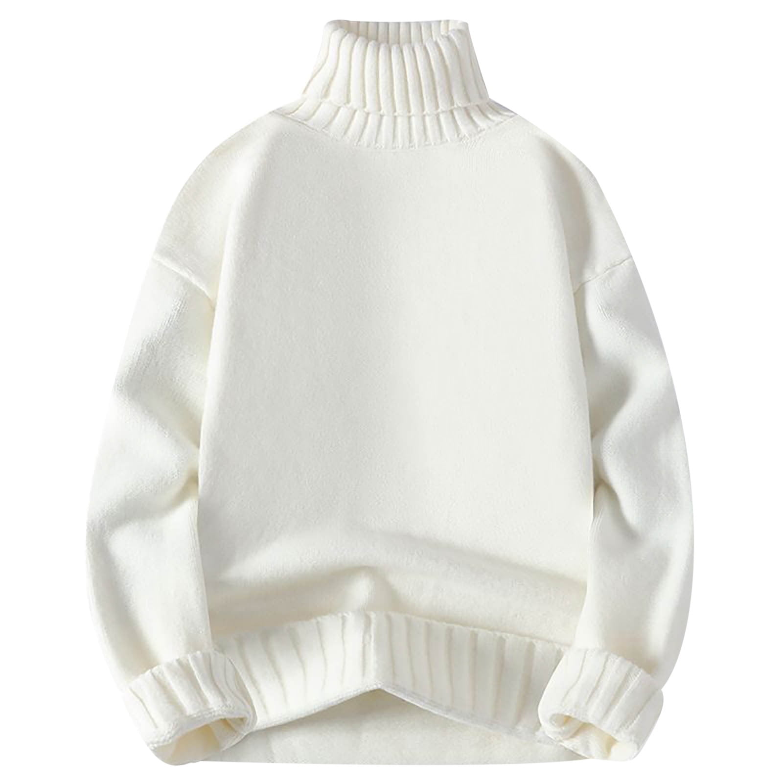 Rohuuque Fall Trendy Swearter for Men Solid Color Mock Neck Sweater ...