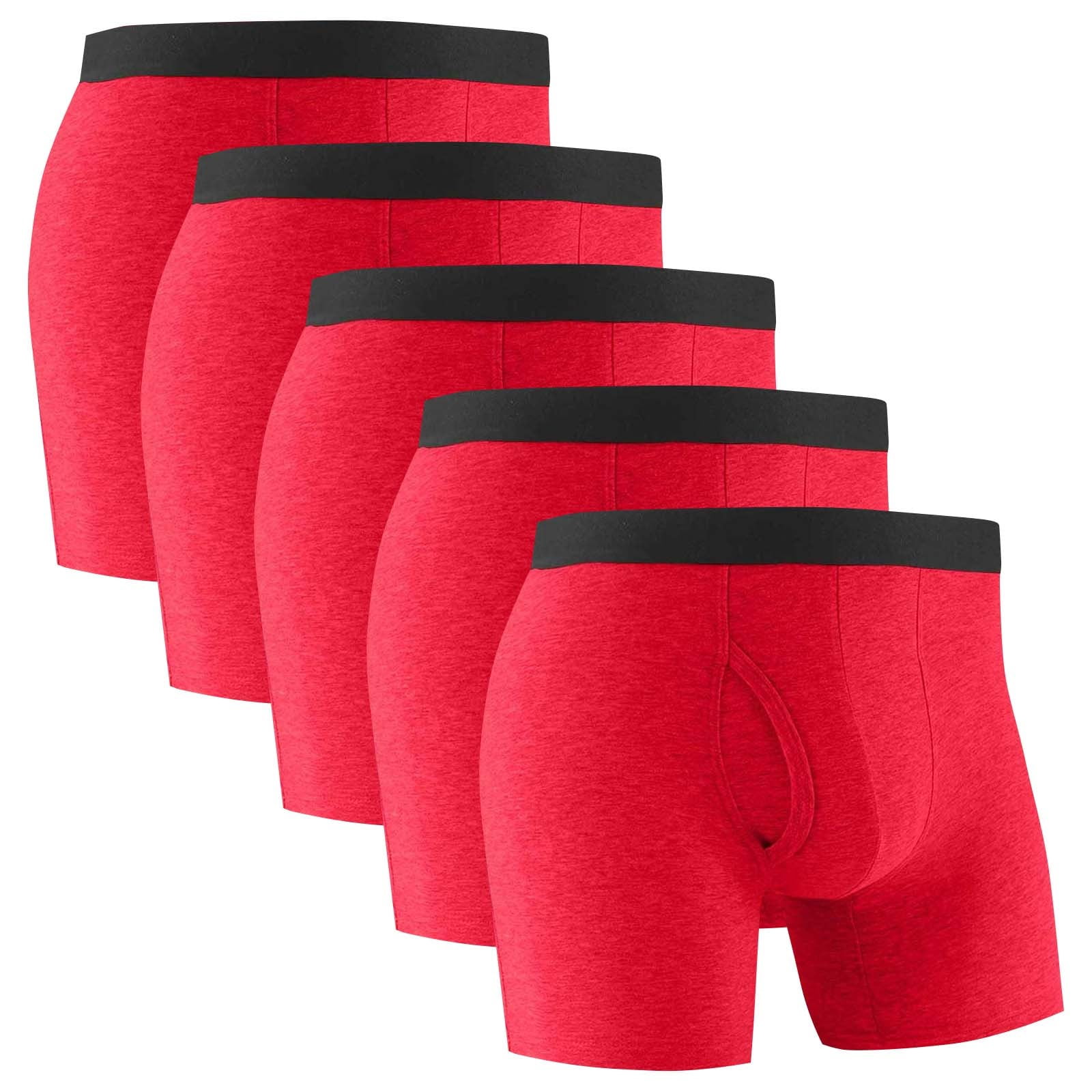 Rohuuque Men's 5-Pack Boxer Briefs Solid Color Underwear Breathable ...