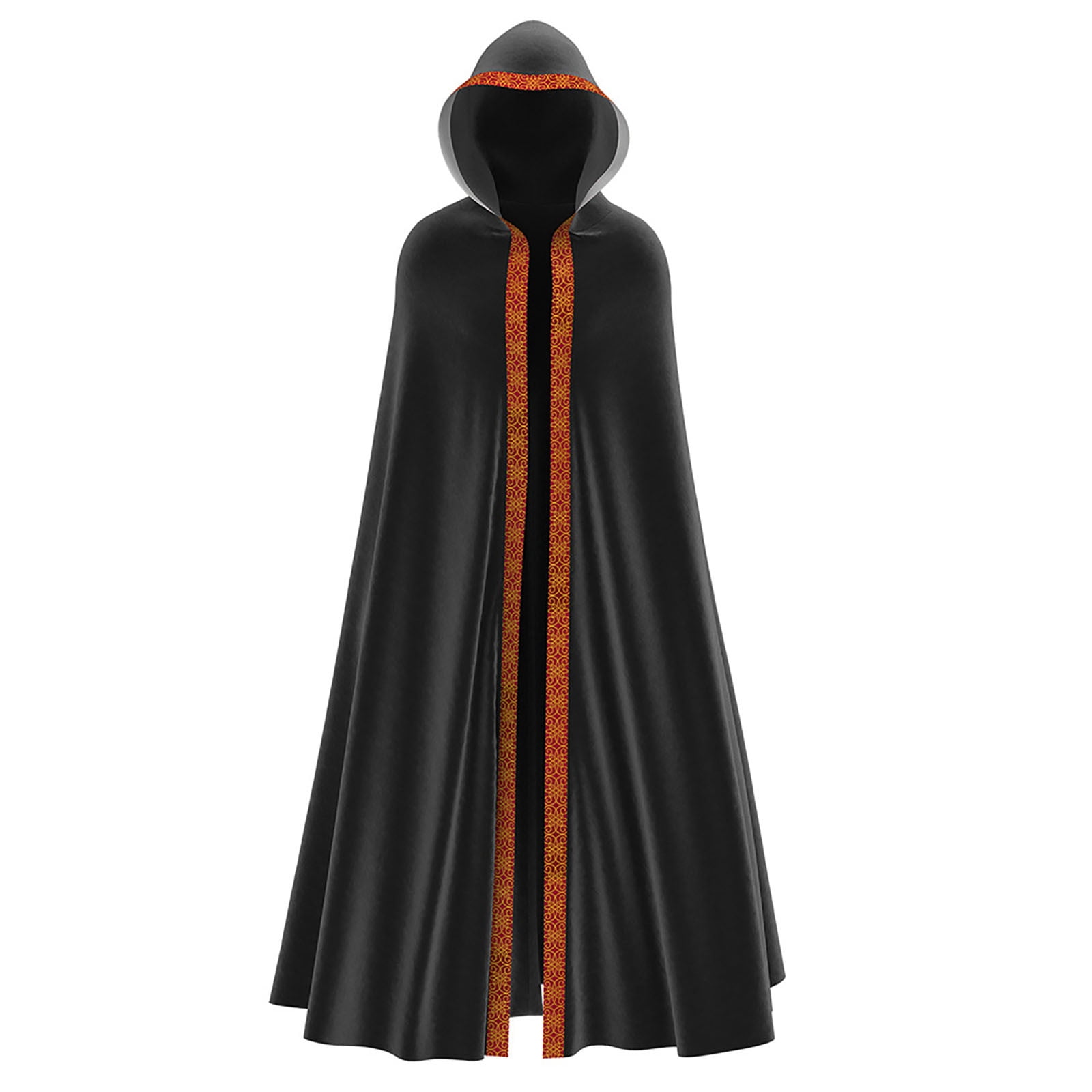 Rohuuque Men's Dress Up Cloak with Hood Printed Edge Medieval Cape ...