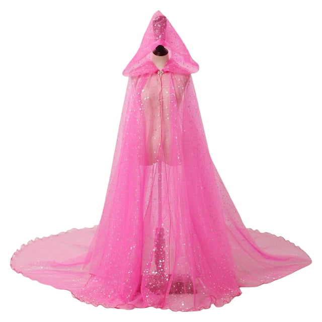 Rohuuque Unisex Long Sparkle Metallic Hooded Cape with Train Gothic ...