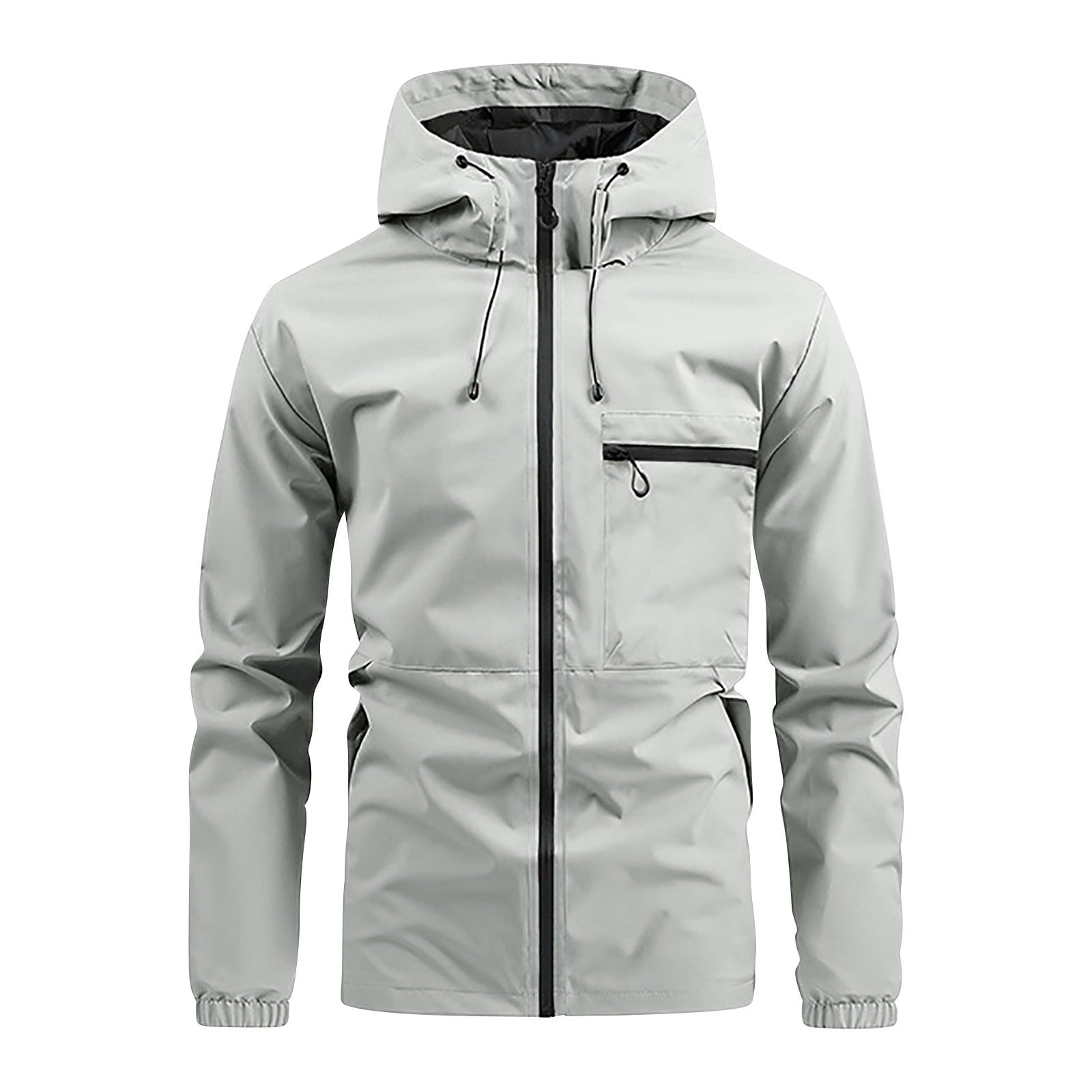 Rohuuque Waterproof Rain Jacket for Men Lightweight Zipper Pocketed ...