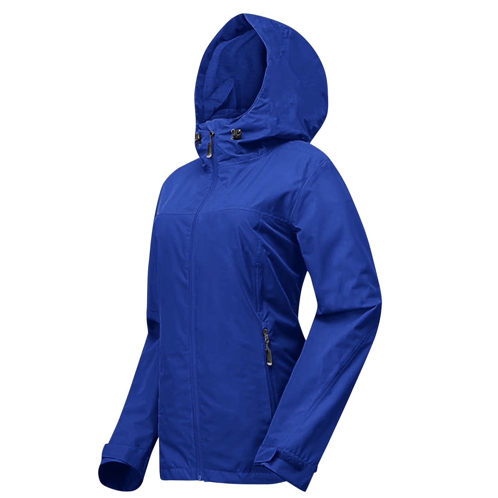 Rohuuque Waterproof Rain Jacket for Womens Zipper Raincoat with Hood ...