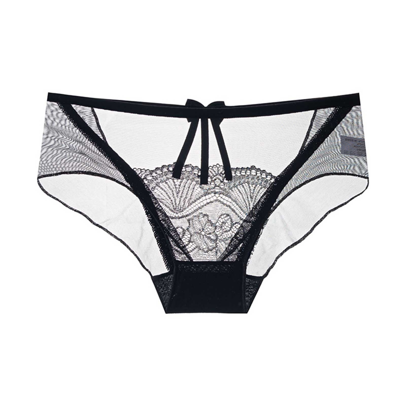 Rohuuque Women's Balck Lace Briefs Mesh Low Rise Panties Cotton Cheeky ...