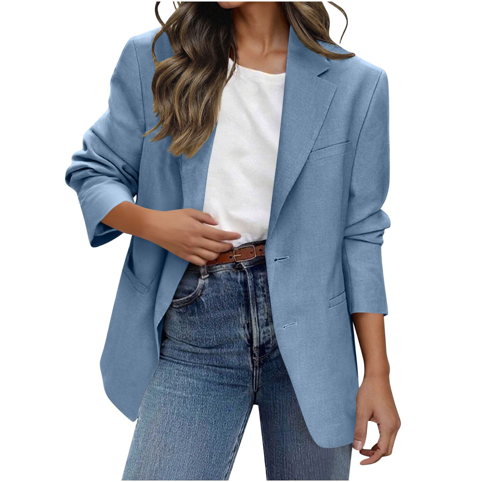 Rohuuque Women's Blazer Business Casual Solid Color Blazers 3/4 Ruched ...