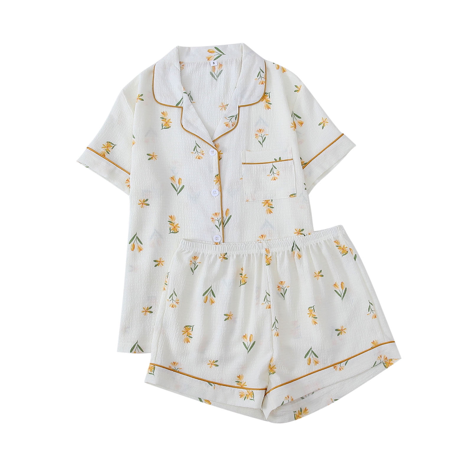 ZQUUVOU Women's Cute Pajamas Set Lightweight Cotton Soft Pajamas Collar ...