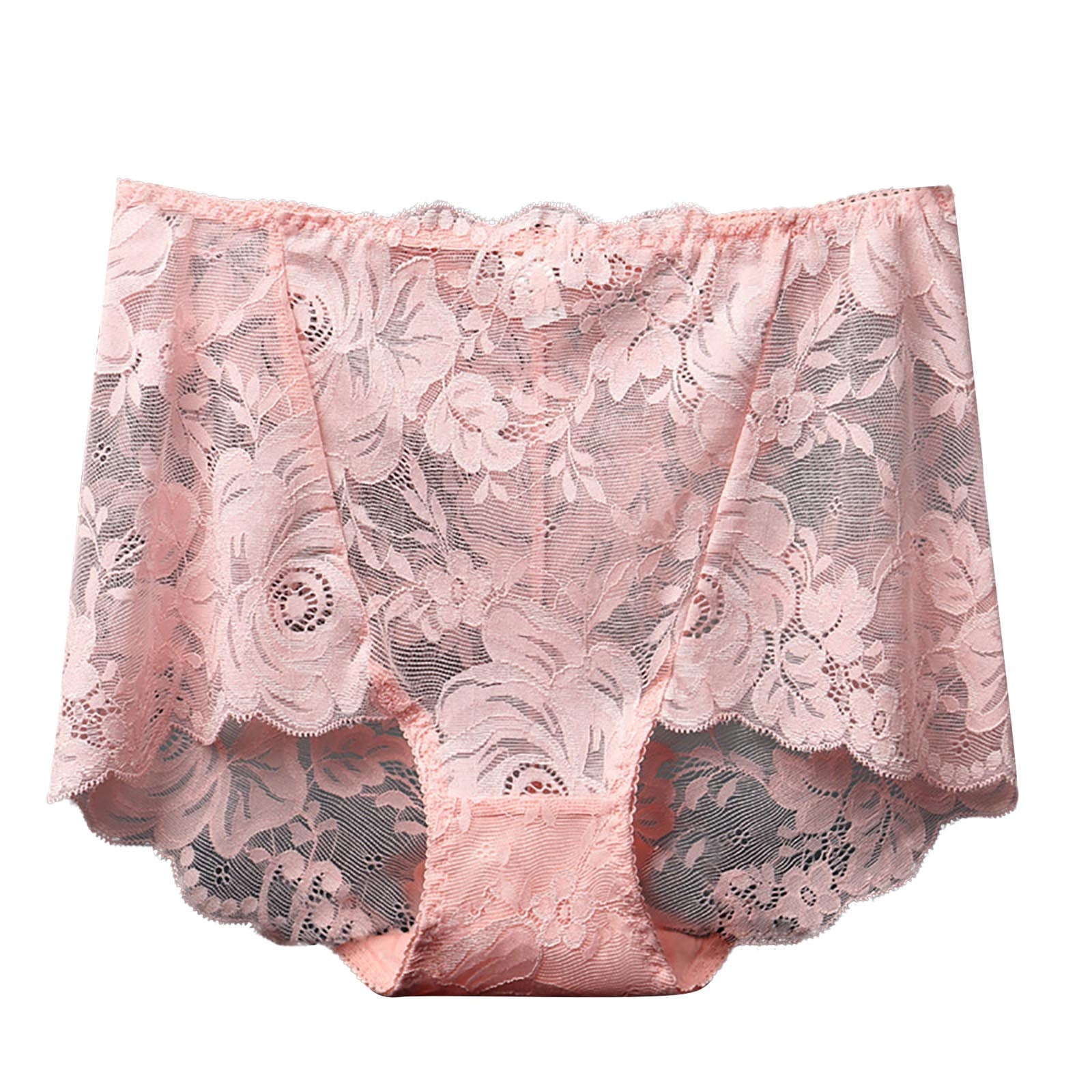 Rohuuque Women's Lace Panties Plus Size High Waist Sheer Lace Underwear ...