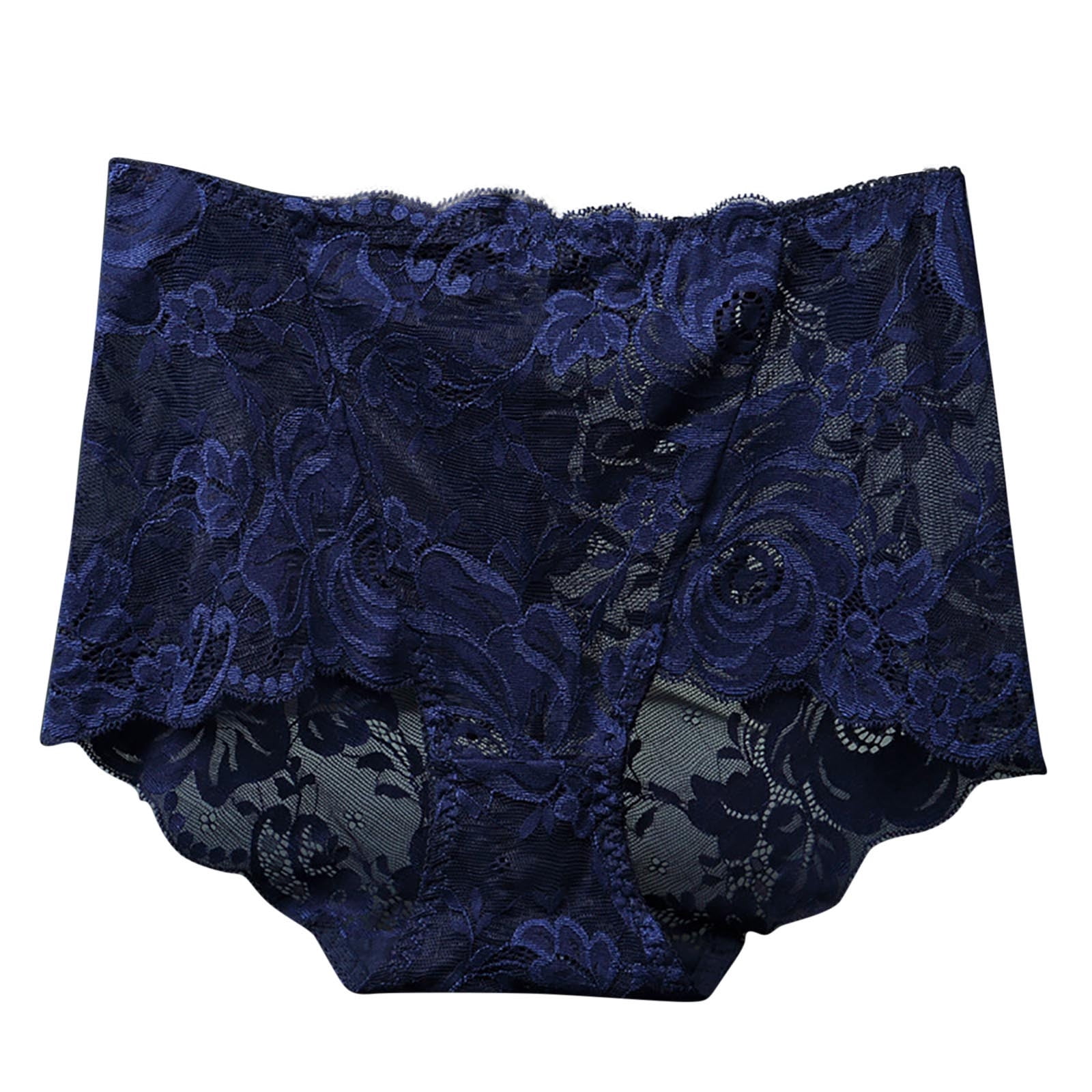 Rohuuque Women's Lace Panties Plus Size High Waist Sheer Lace Underwear ...