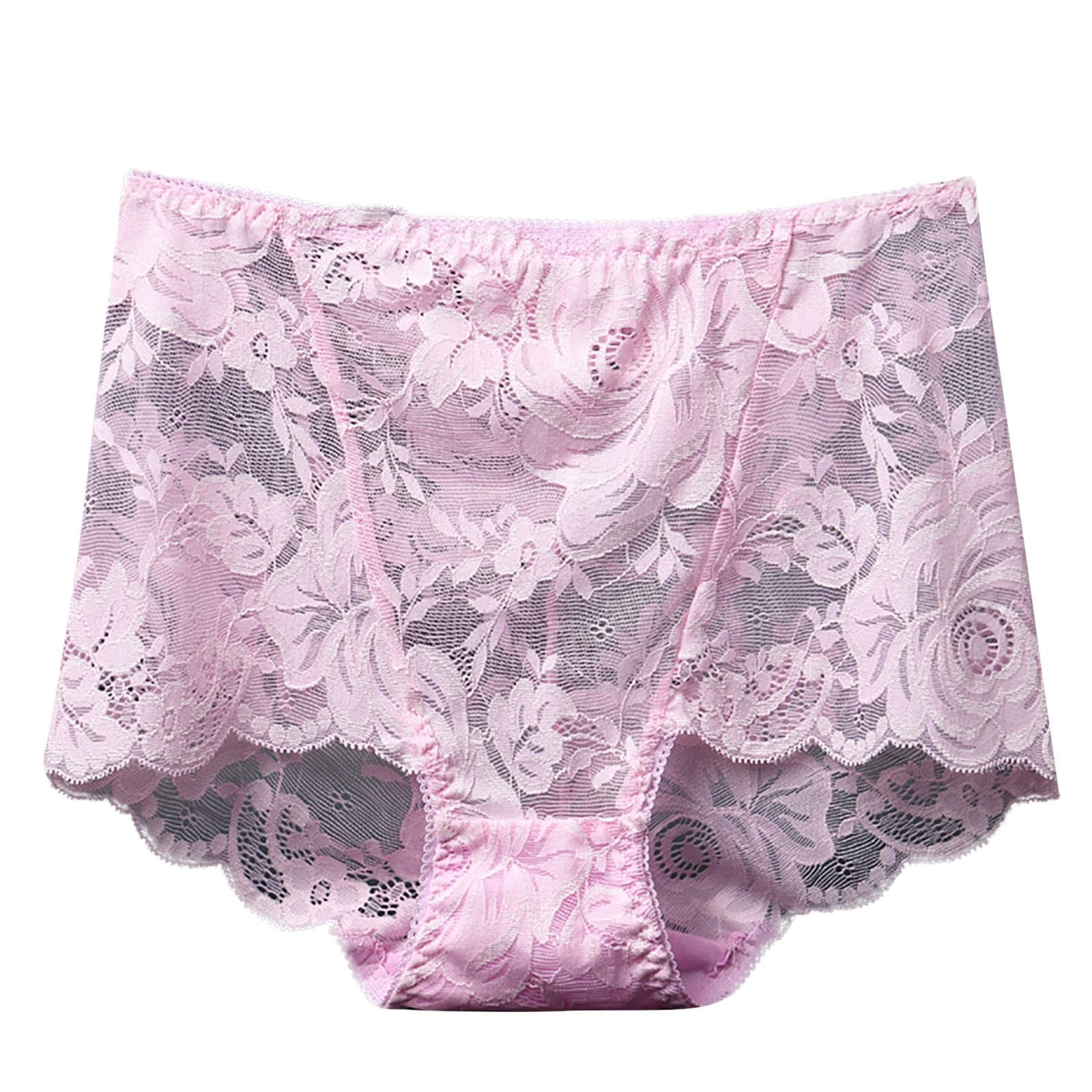 Rohuuque Women's Lace Panties Plus Size High Waist Sheer Lace Underwear ...