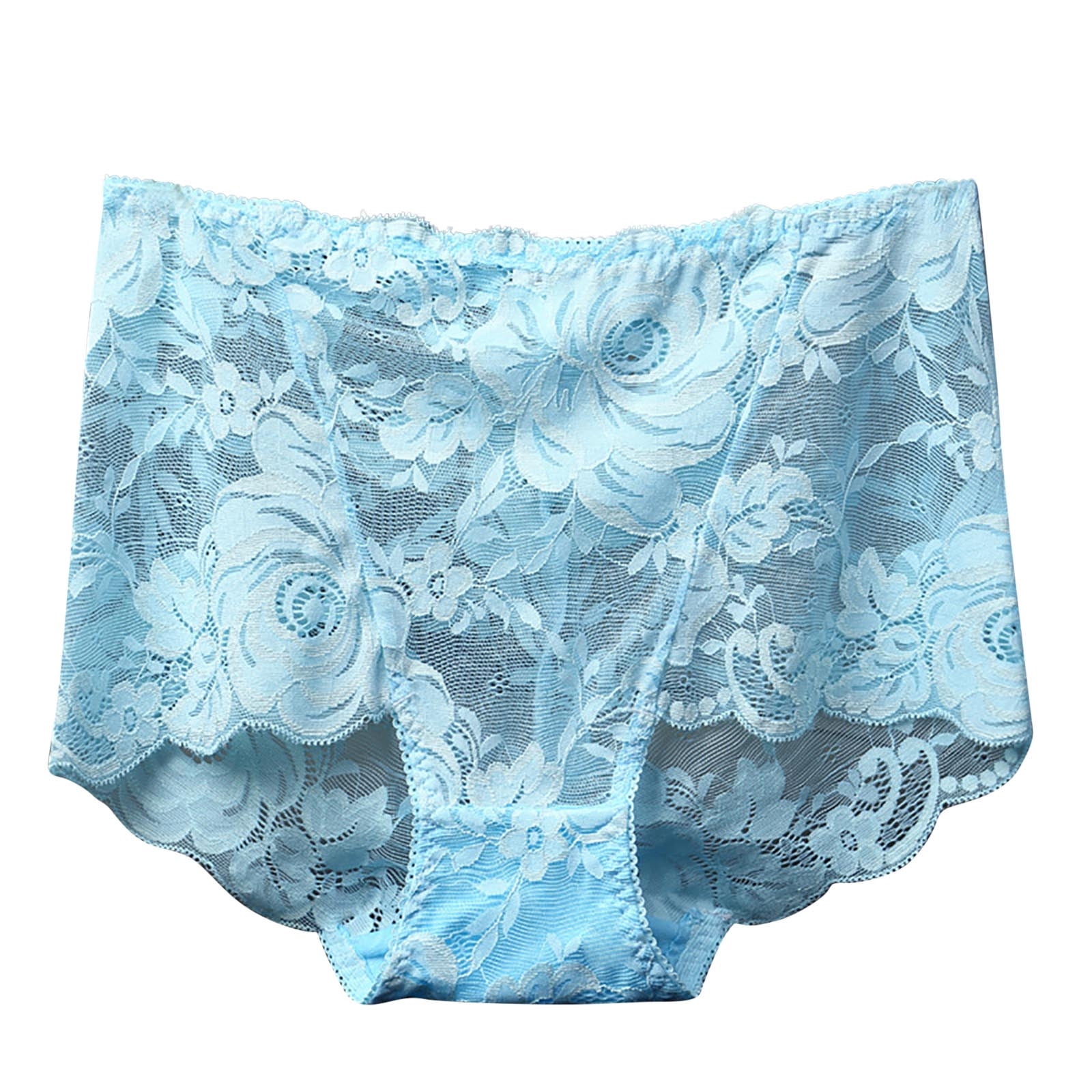 Rohuuque Women's Lace Panties Plus Size High Waist Sheer Lace Underwear ...