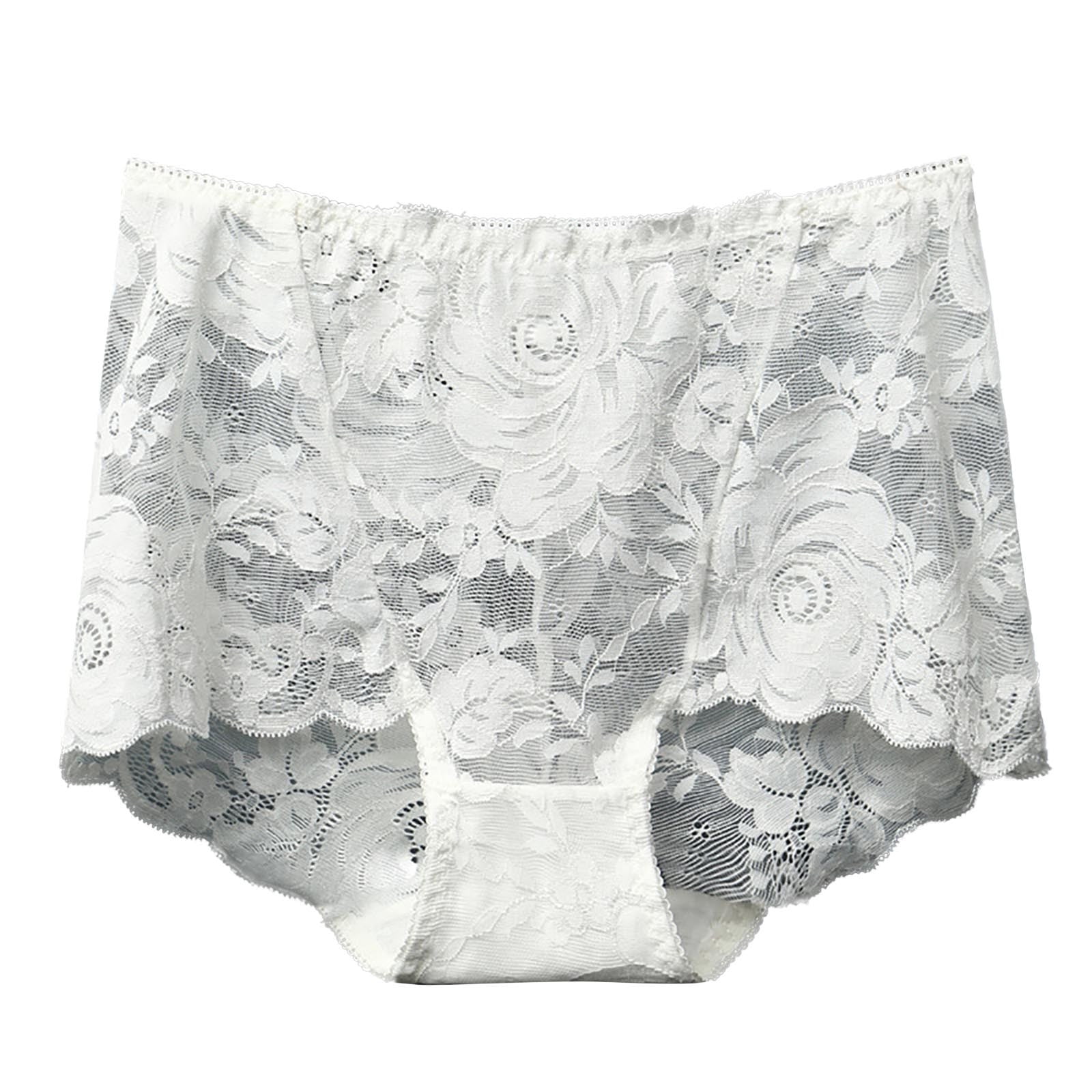 Rohuuque Women's Lace Panties Plus Size High Waist Sheer Lace Underwear ...