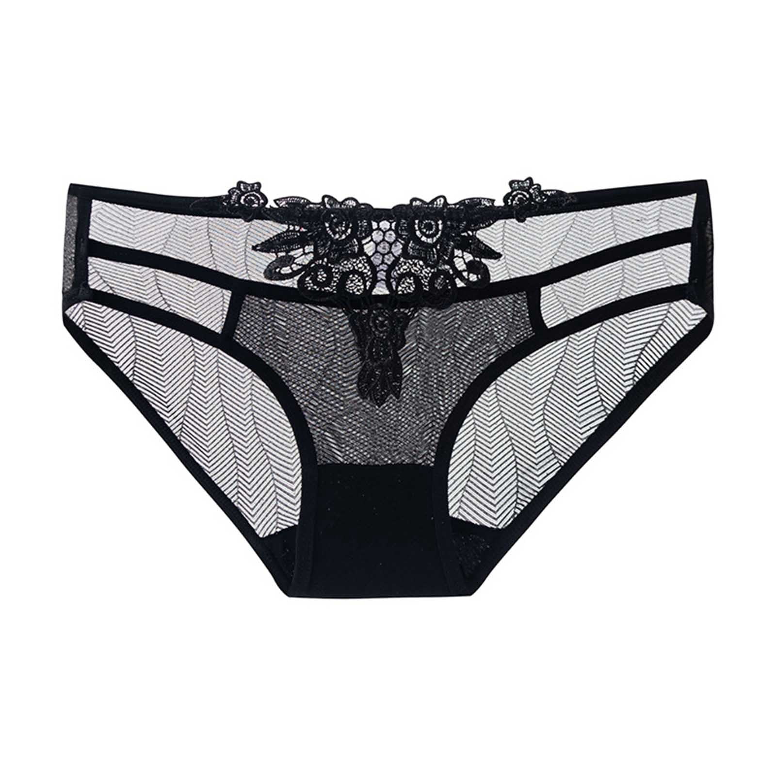 Rohuuque Women's Lace Panties Sheer Mesh Black Briefs Panties Cut Out ...