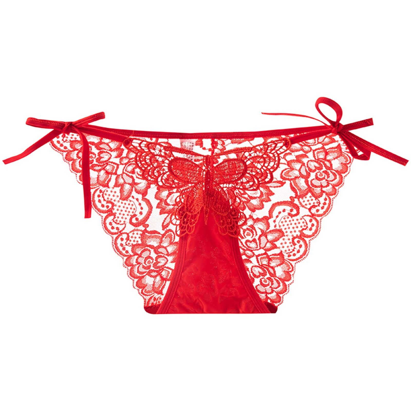 ZQUUVOU Women's Red Lace Briefs Sheer Panties Lace Mesh Cut Out ...