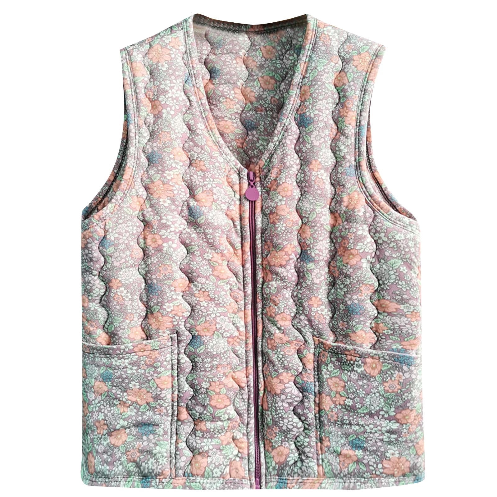 Rohuuque Women's Sleeveless Quilted Vest Jacket with Zip Front Hooded ...