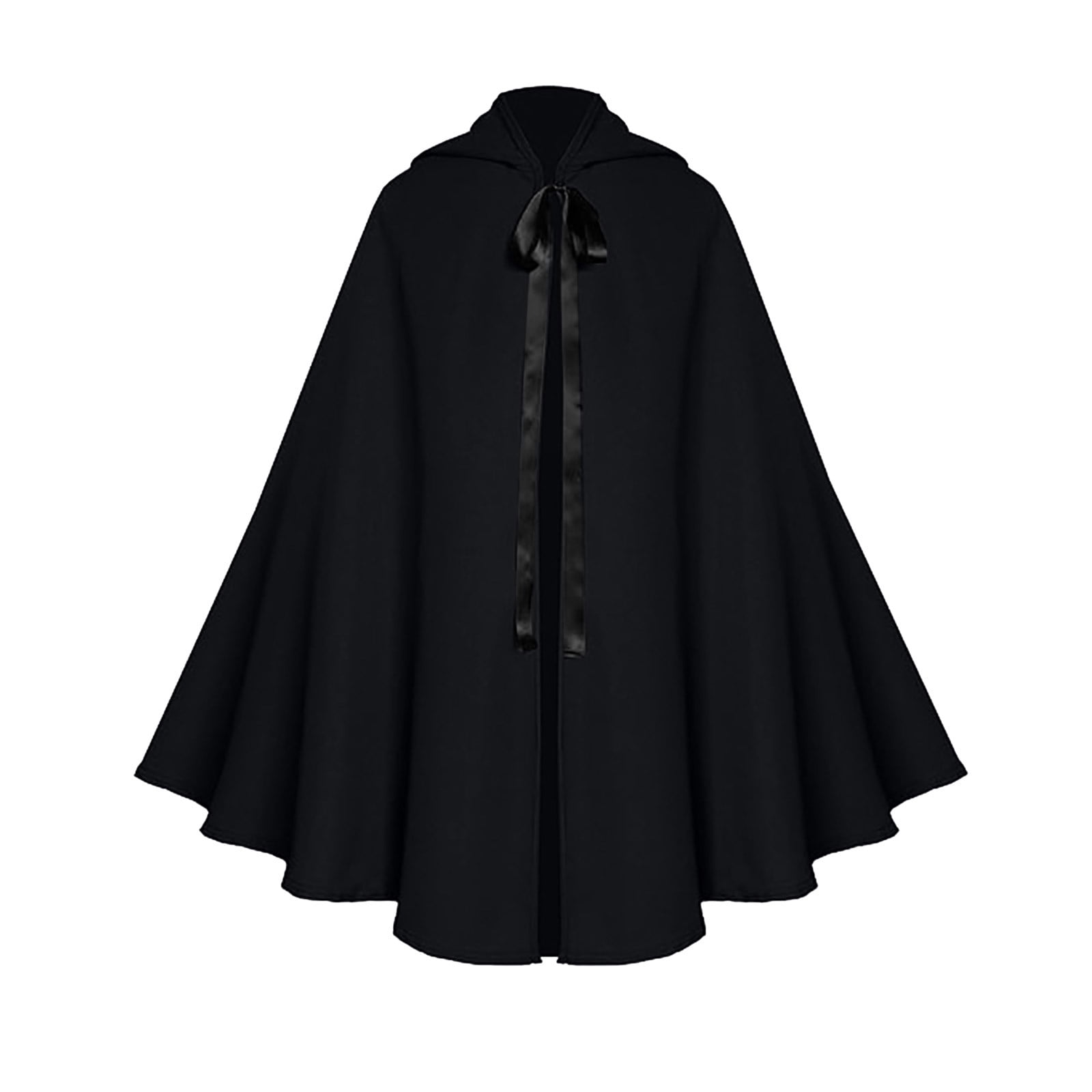 Rohuuque Women's and Men's Black Cloak with Hood Mid Length Medieval ...