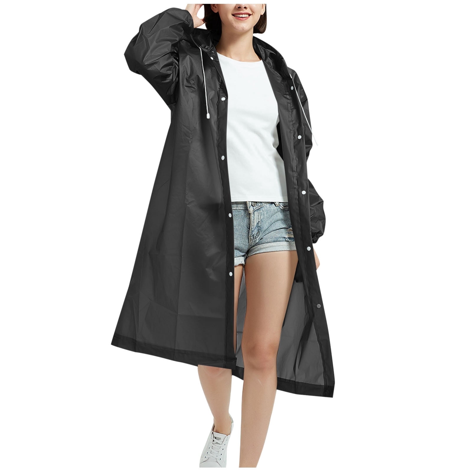 Rohuuque Women's and Men's Rain Poncho Long Sleeve Waterproof Rain Cape ...