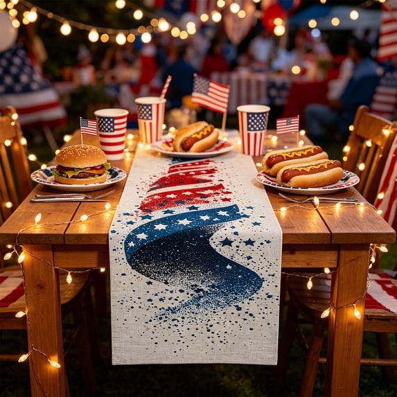 Roiihwy 4th of July Decorations Table Runner, Red White Blue Table Top ...