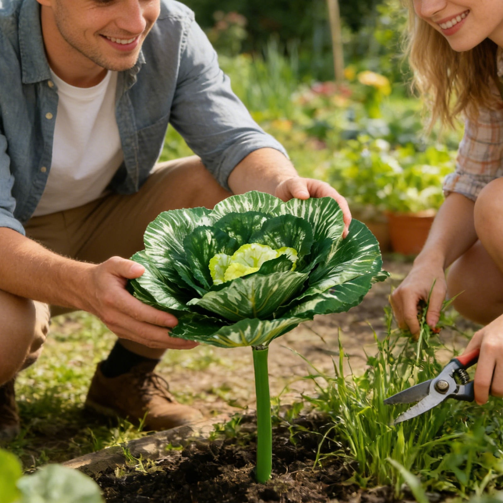 Roiihwy Faux Cabbage Fake Spring Plants Outdoors, Artificial Vegetables ...