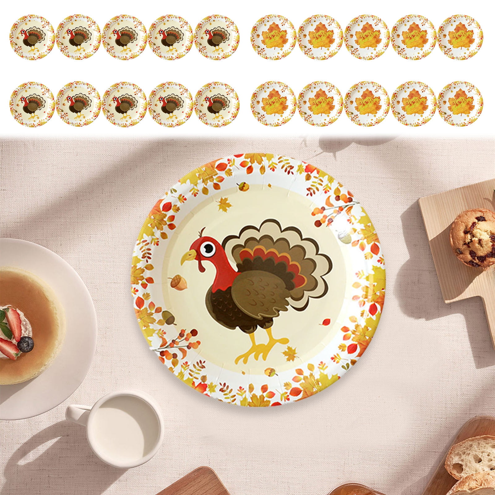 10Pcs Thanksgiving Turkeys Paper Plates Disposable Dinner Plates and ...