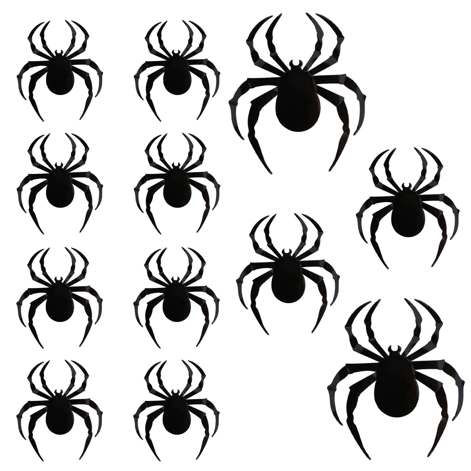 12 Pcs Halloween 3D Spiders Decoration, Scary Realistic Black Spider ...