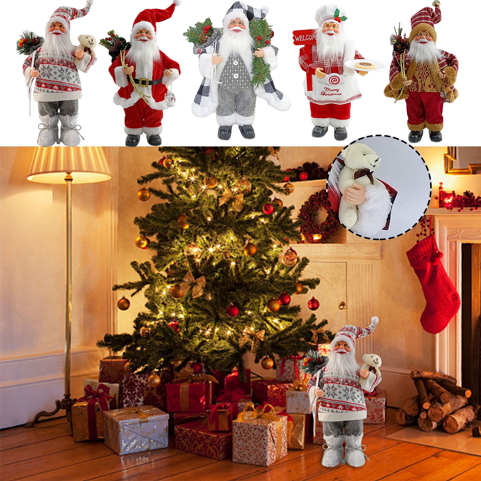 12in Santa Claus Figures knitted Coat, Standing Santa Claus Dolls ...