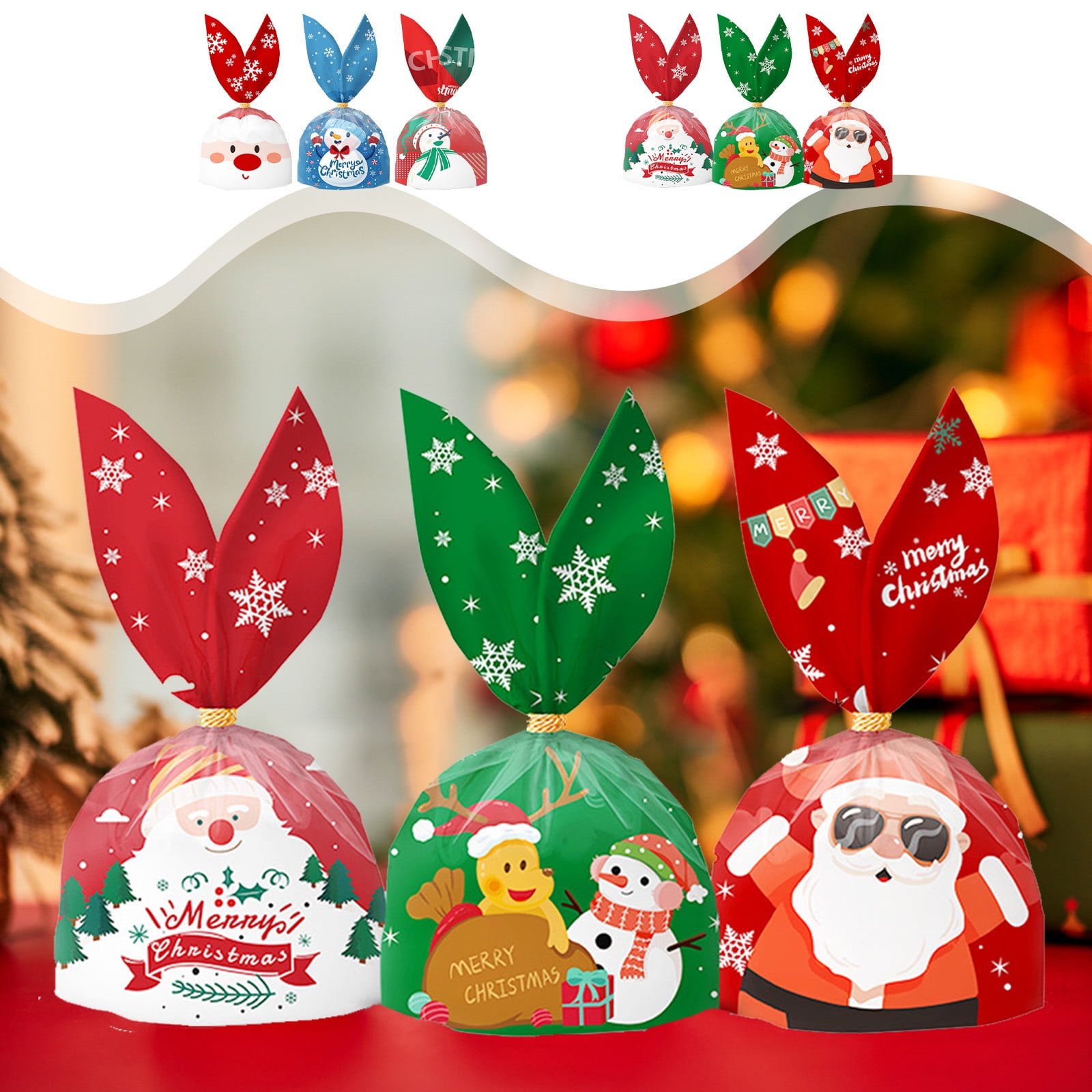 50PCS Christmas Cookie Bags Cute Snowman Treat Bags Christmas Candy ...