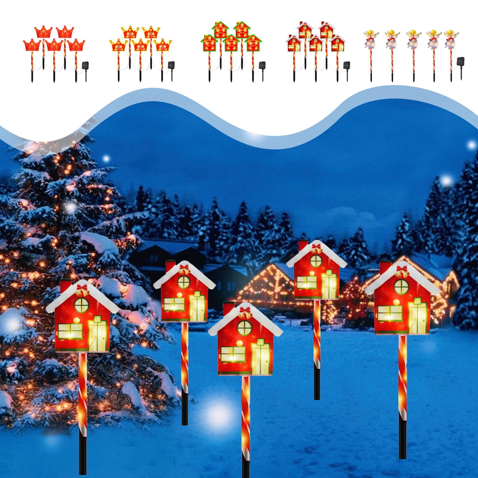 5Pcs 20 Inch LED Solar Christmas Decor Pathway Light Outdoor Xmas ...