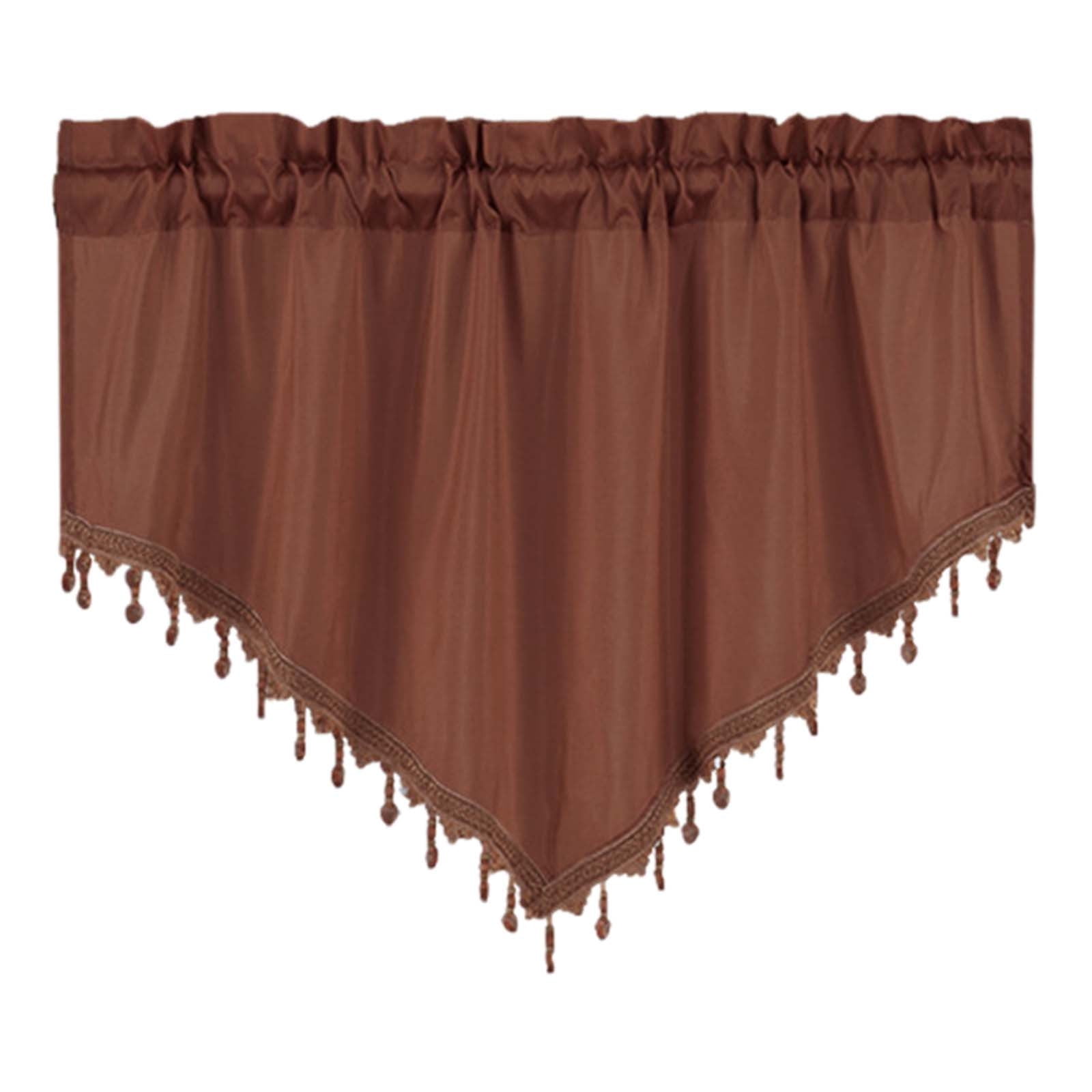Beaded Triangle Sheer Valance Curtains for Living Room, Rod Pocket Farm ...