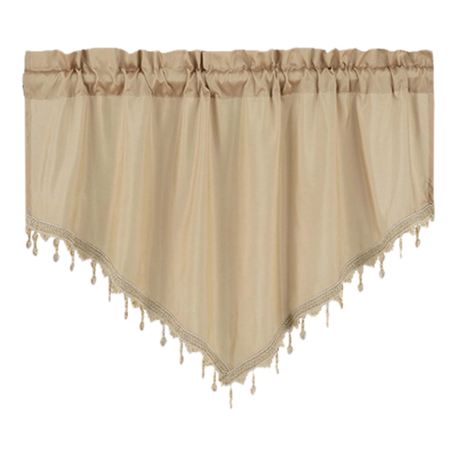 Beaded Triangle Sheer Valance Curtains for Living Room, Rod Pocket Farm ...