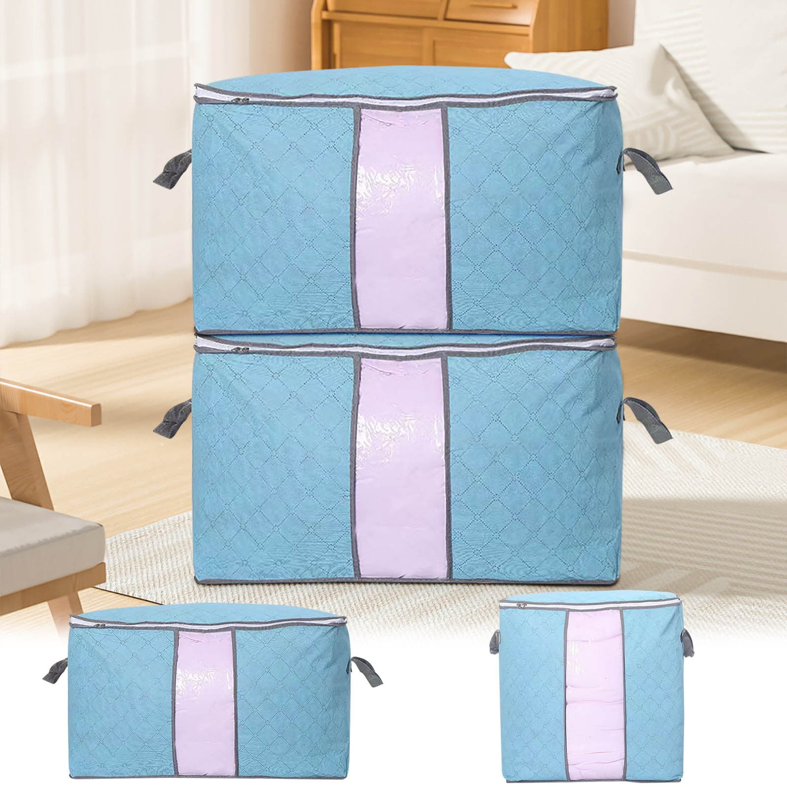 Blue Storage Clothes Bins Closet Bags, Containers Organizer Boxes ...