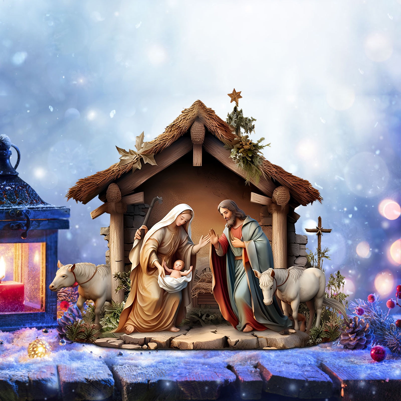 Rojia Christmas Jesus Garden Sign, Acrylic Patio Ground Plot Potting ...