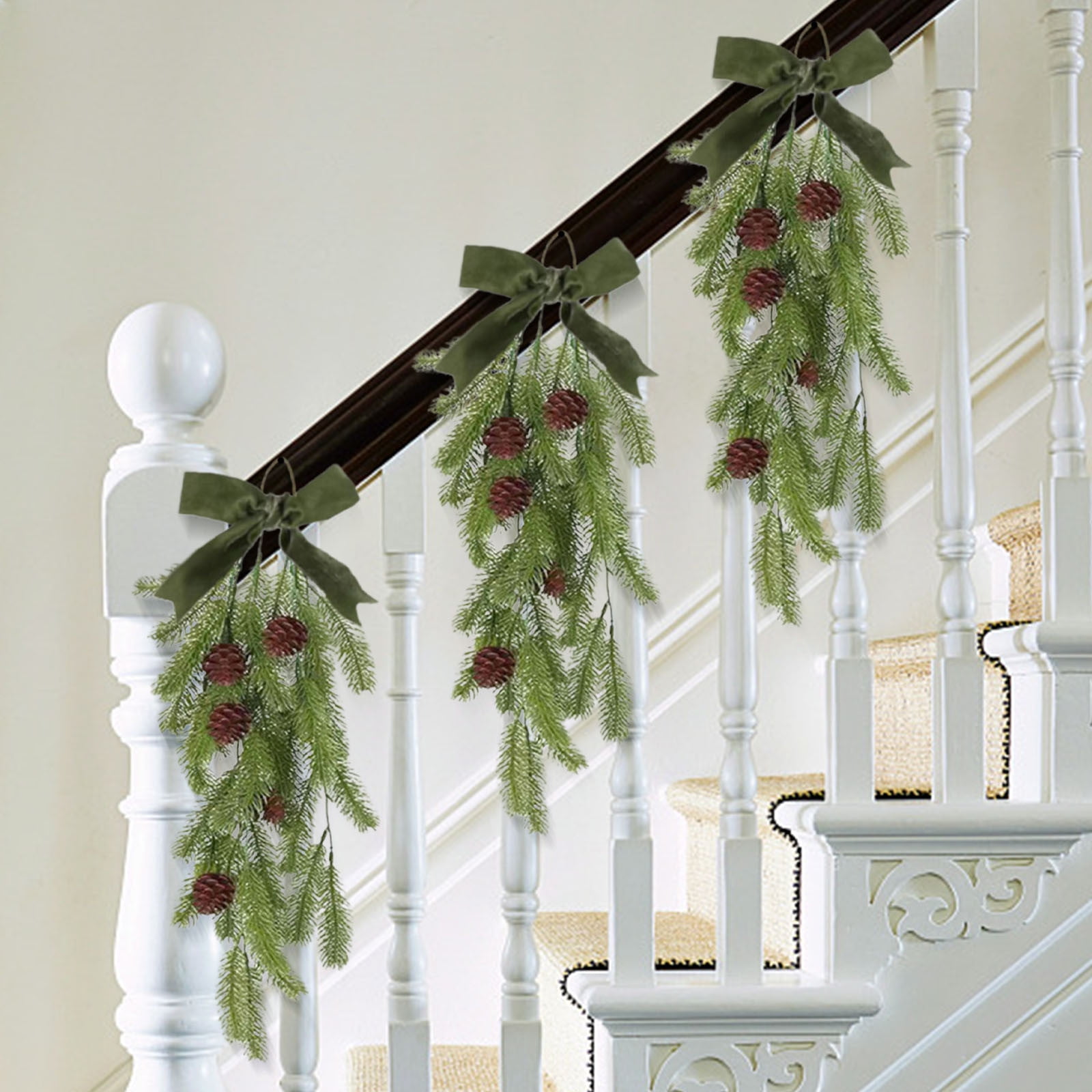 Christmas Teardrop Swags Winter Rustic Pine Needles Swag with Pine ...