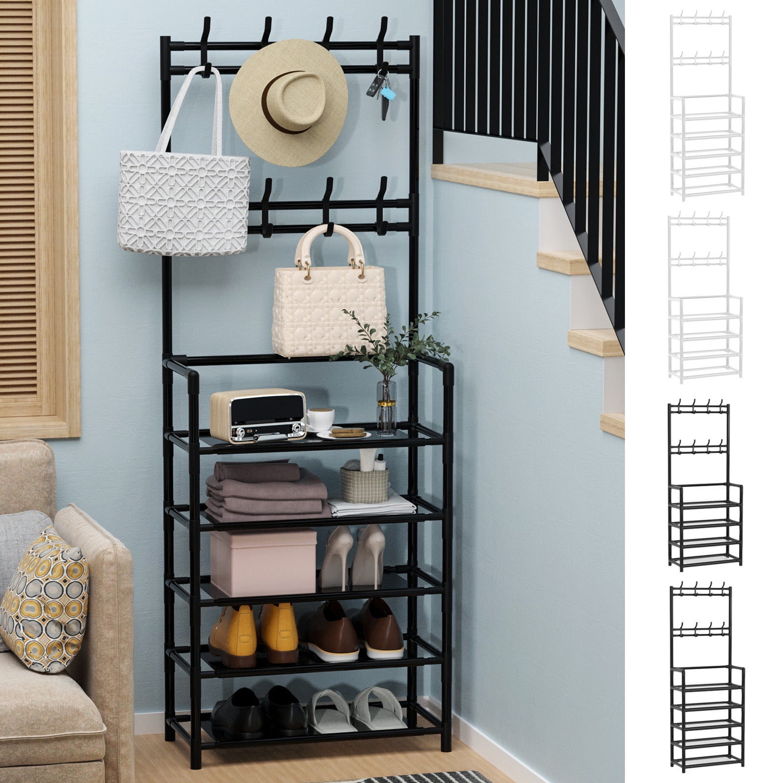 Coat and Shoe Rack, Entryway Coat Rack, Shoe Coat Rack Freestanding ...