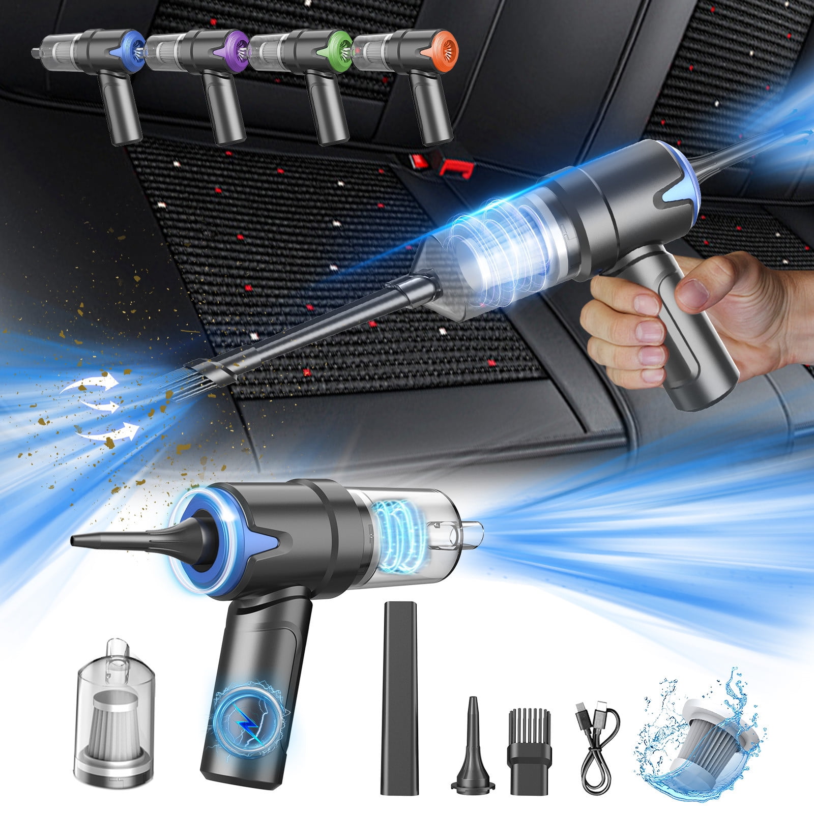 Rojia Compressed Air Duster, 4 Gear Adjustable 10000 Pa Electric Air ...