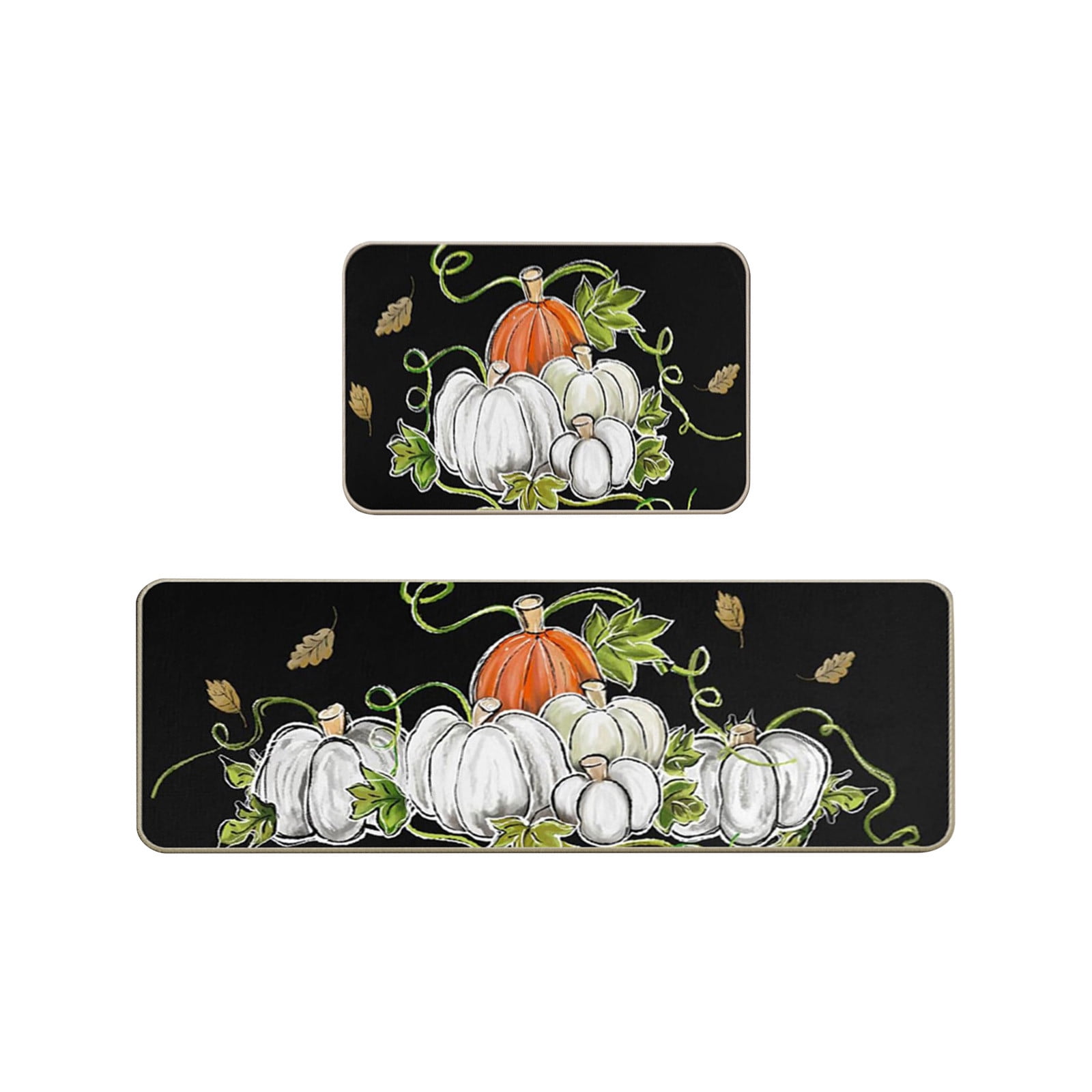 Decorative Kitchen Floor Mats Set of Two, Fall Theme Pumpkin Turkey ...