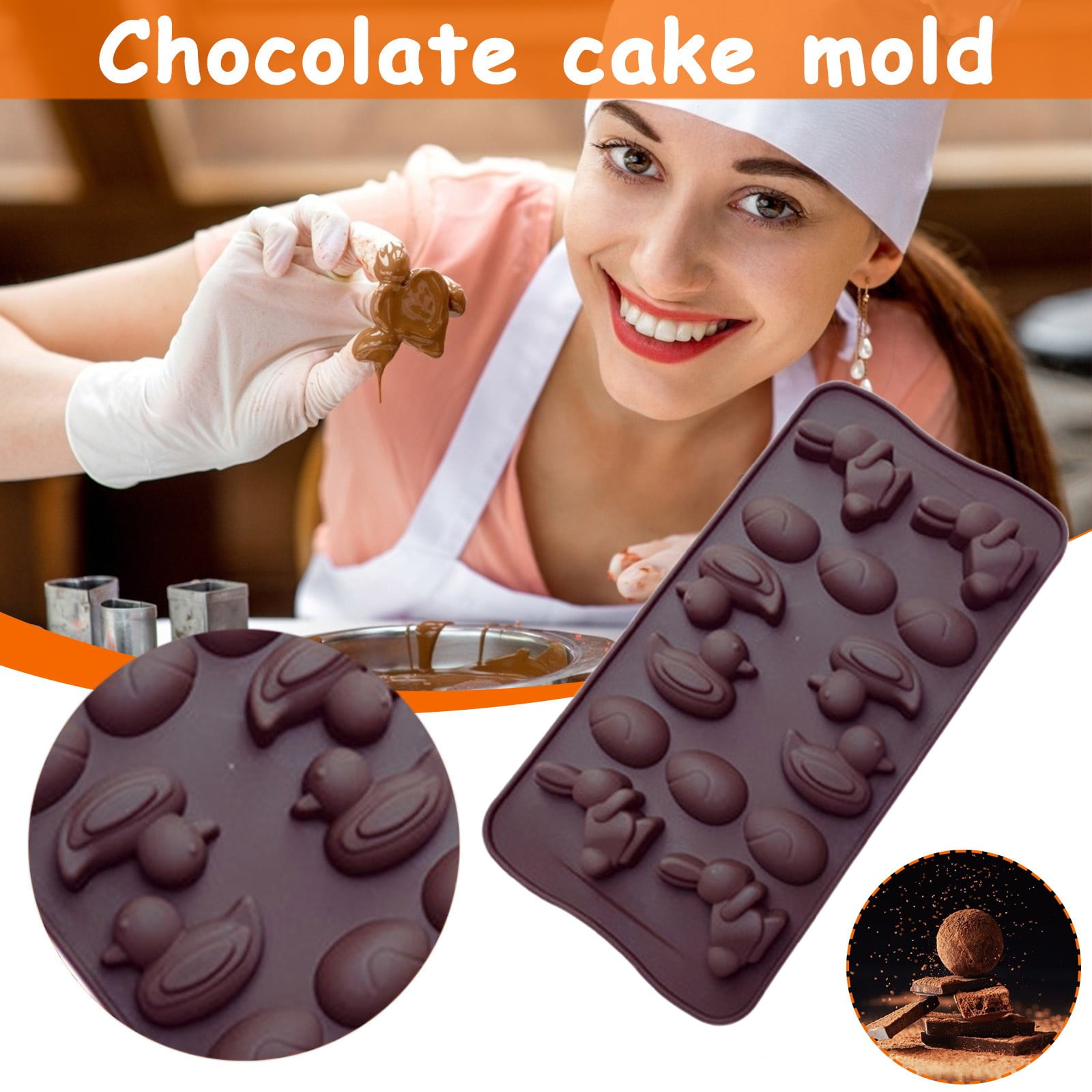 Rojia Easter Egg Silicone Molds, Easter Chocolate Rabbit Bunny Duck ...